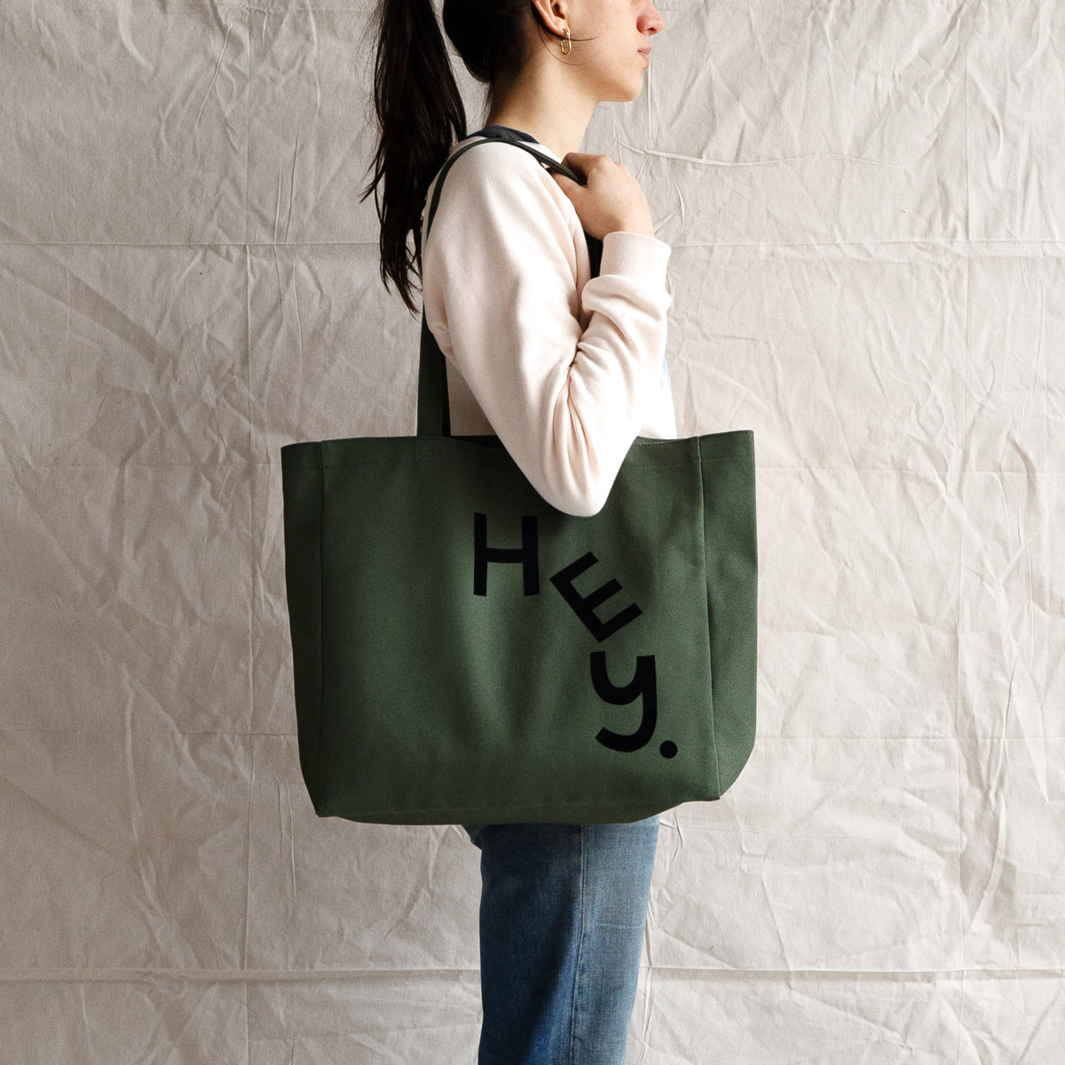 HEY FLOCKED TOTE BAG – CASTLE