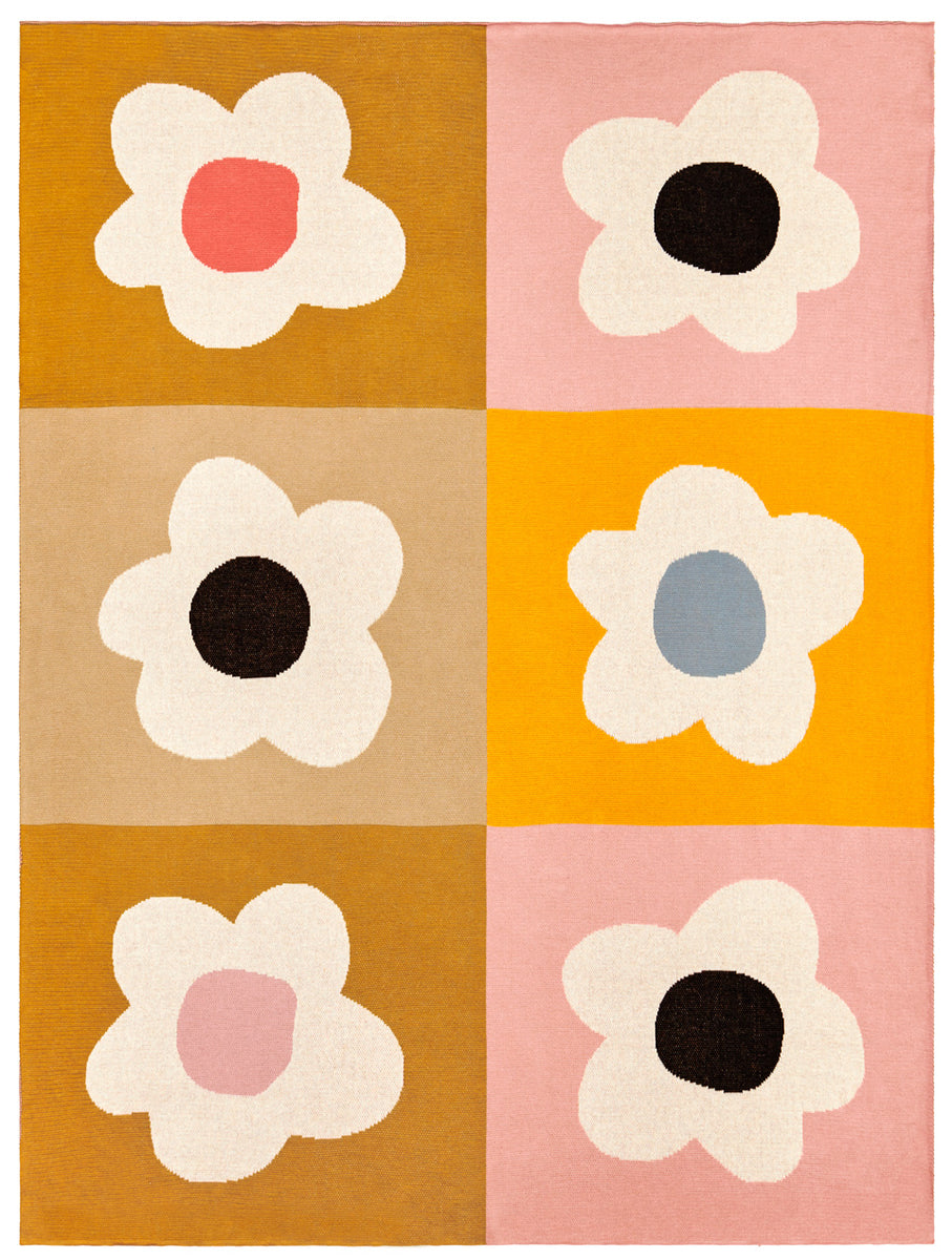 FLORAL BLOCK KNIT THROW – CASTLE